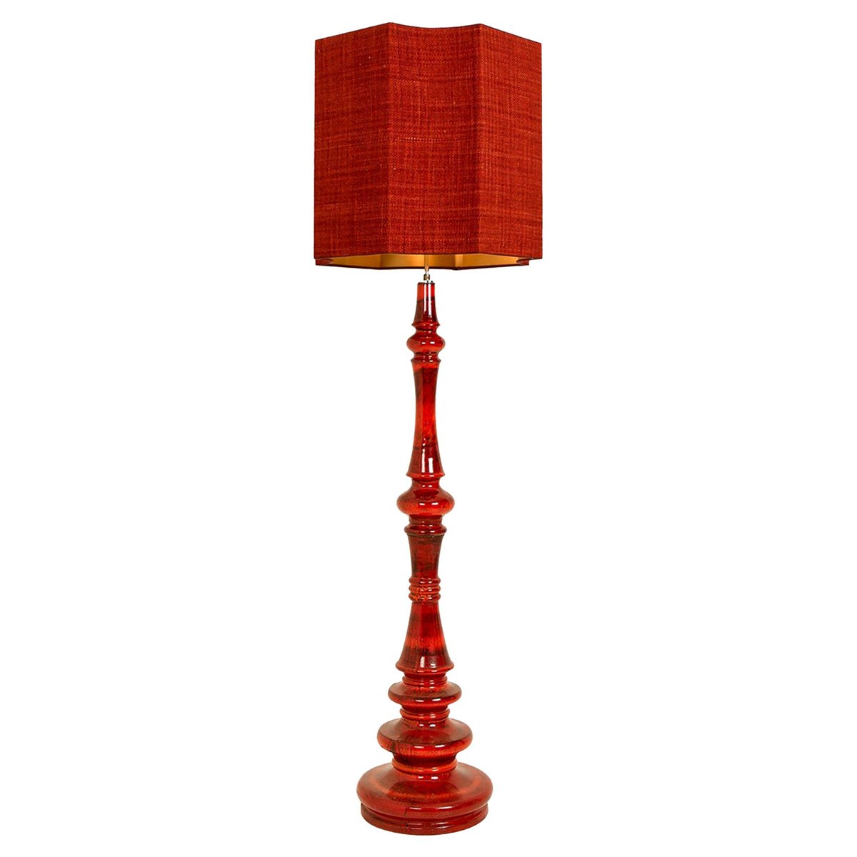 Grand Lampadaire en Céramique avec Abat-jour en Soie sur-Mesure par ...