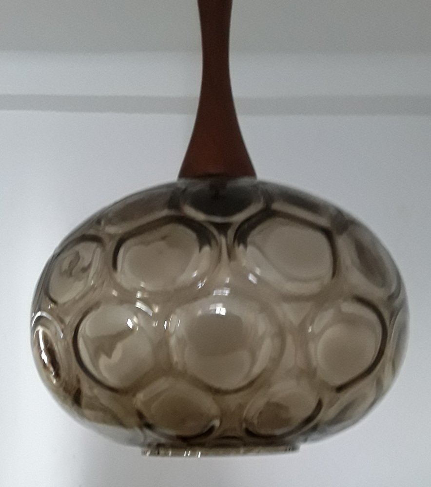 Vintage Ceiling Lamp with Smoked Elliptical Glass Shade, 1970s for sale ...