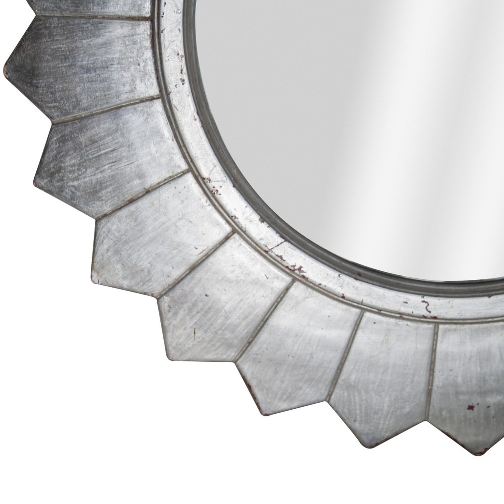 Round Neoclassical or Empire Style Hand-Carved Wooden Mirror in Silver ...