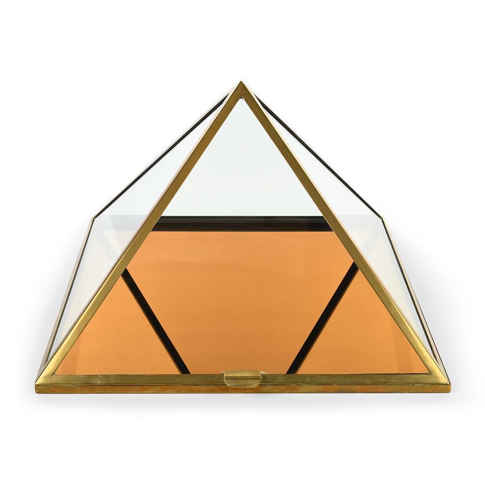 Pyramid Showcase Cabinet in Brass for sale at Pamono