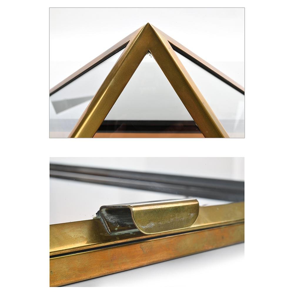 Pyramid Showcase Cabinet in Brass for sale at Pamono
