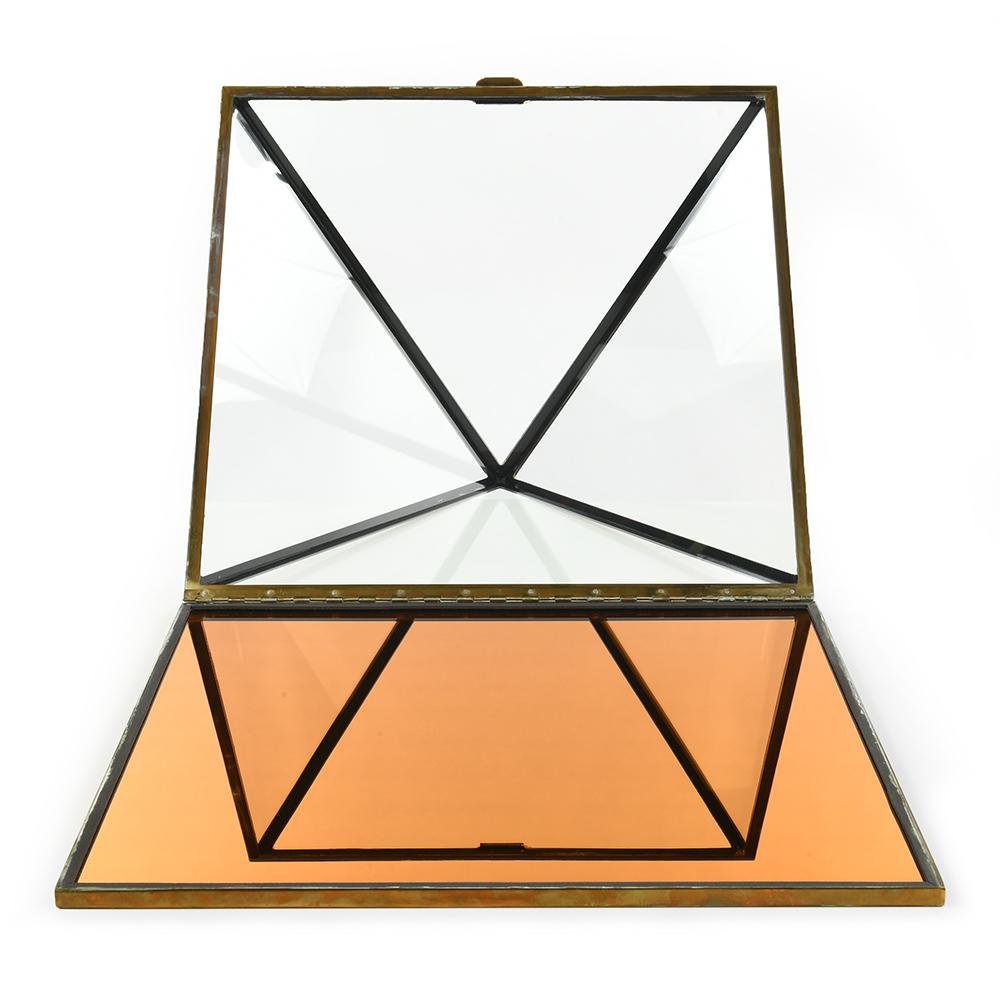 Pyramid Showcase Cabinet in Brass for sale at Pamono