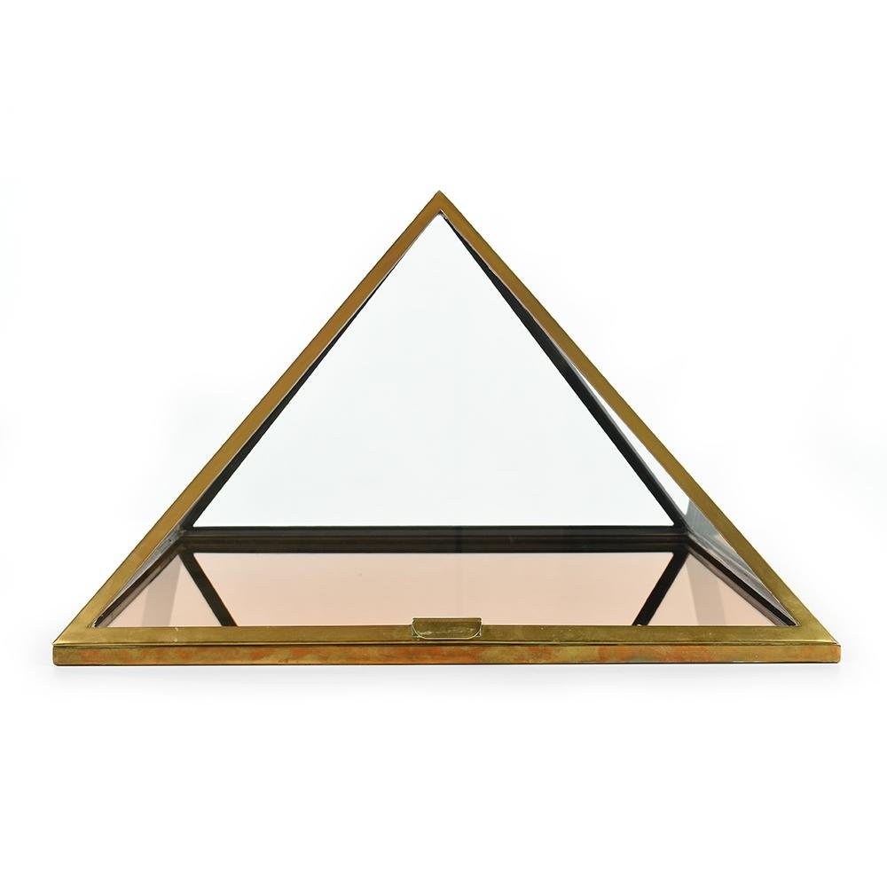 Pyramid Showcase Cabinet in Brass for sale at Pamono