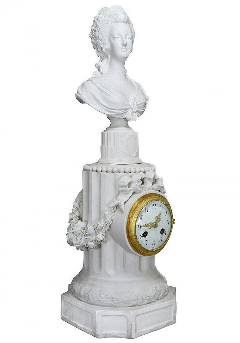 Large Marie Antoinette Biscuit Porcelain Clock for sale at Pamono