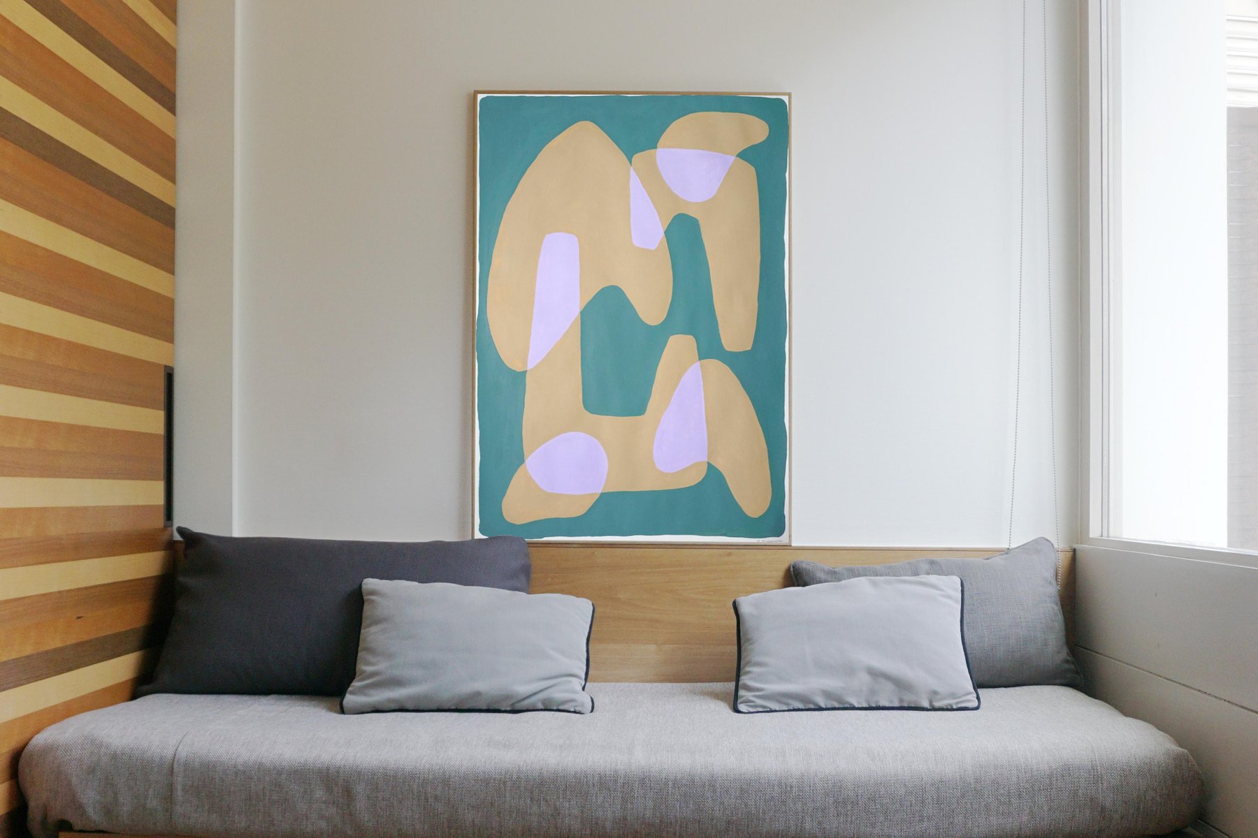 Tan Arches on Green, Abstract Geometric Painting, 2021 bei Pamono kaufen