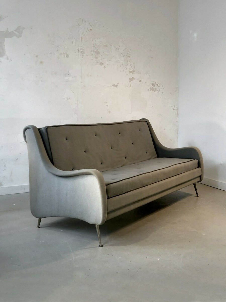 Sofa with Grey Felt, France, 1950s for sale at Pamono