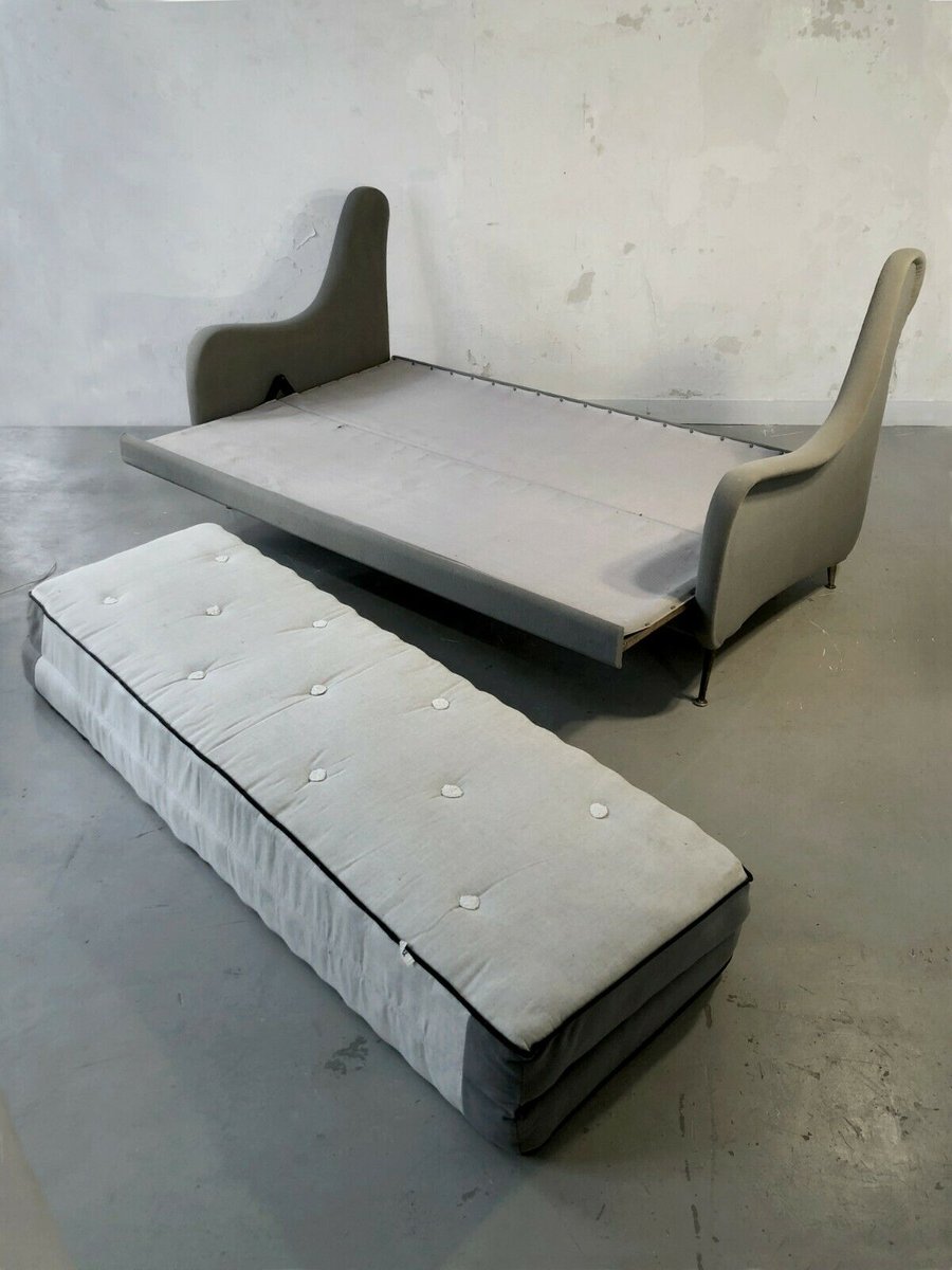 Sofa with Grey Felt, France, 1950s for sale at Pamono