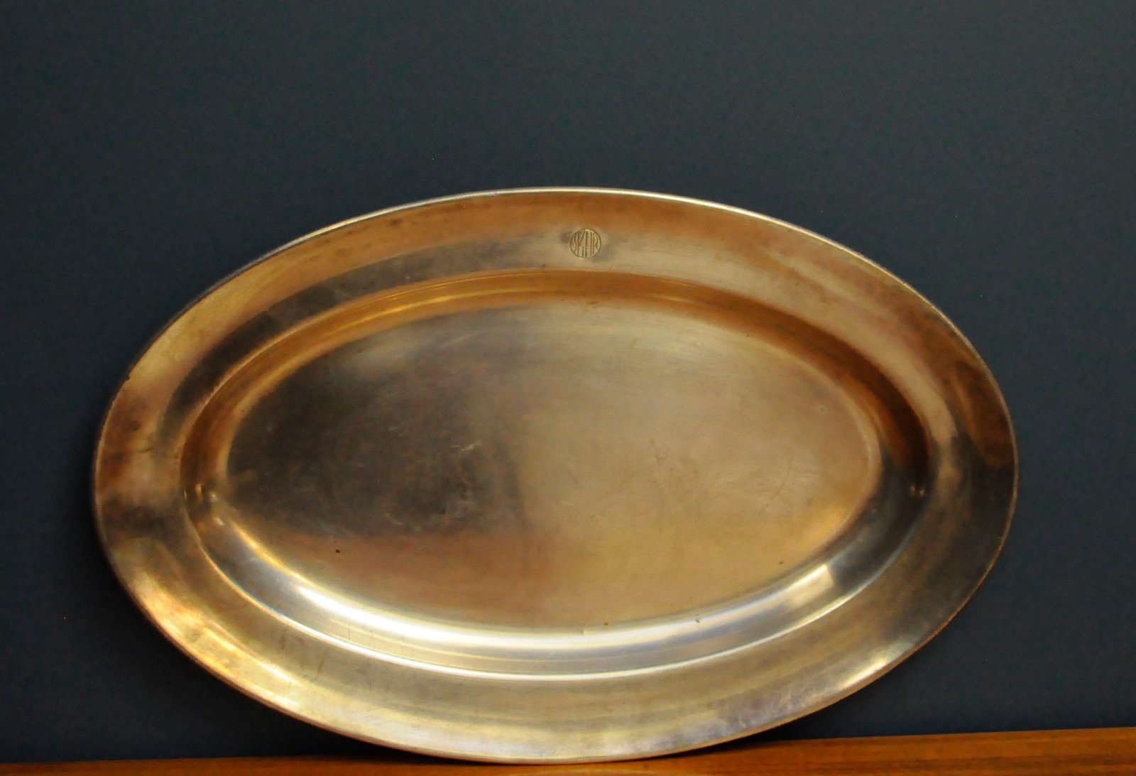 Oval Silver-Plated Metal Plate for sale at Pamono