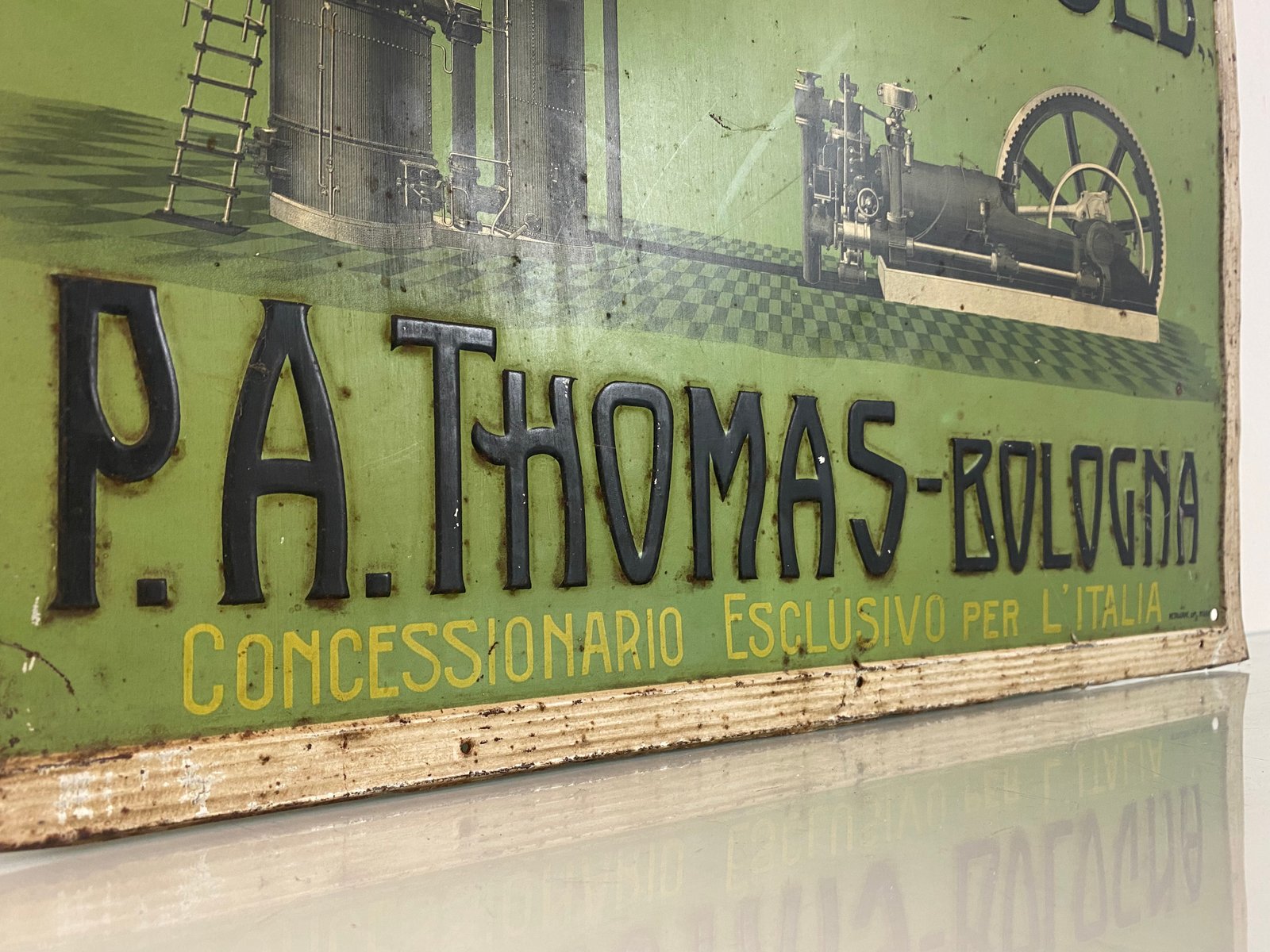 Italian Tin Advertising Sign from Bachtold Engines for sale at Pamono