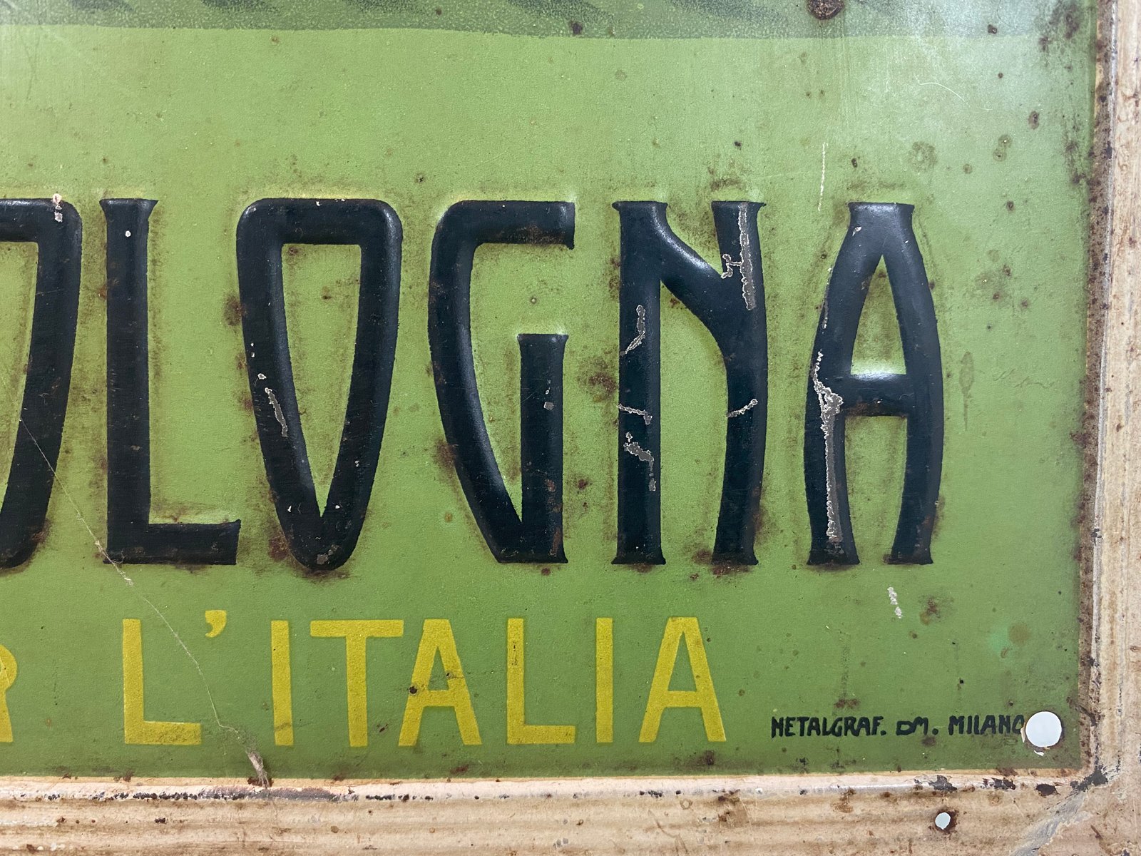 Italian Tin Advertising Sign from Bachtold Engines for sale at Pamono