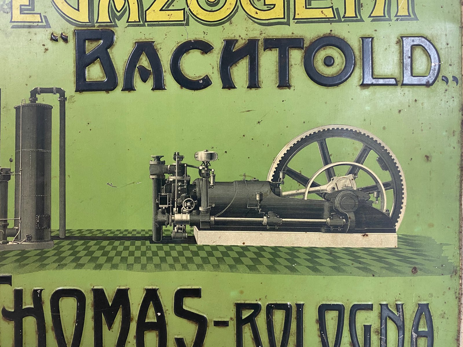 Italian Tin Advertising Sign from Bachtold Engines for sale at Pamono