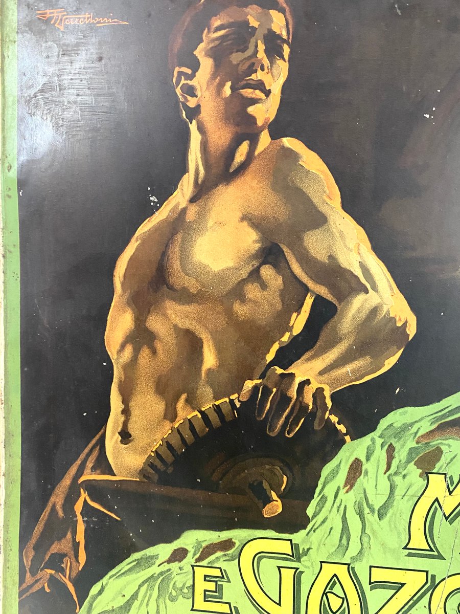 Italian Tin Advertising Sign from Bachtold Engines for sale at Pamono