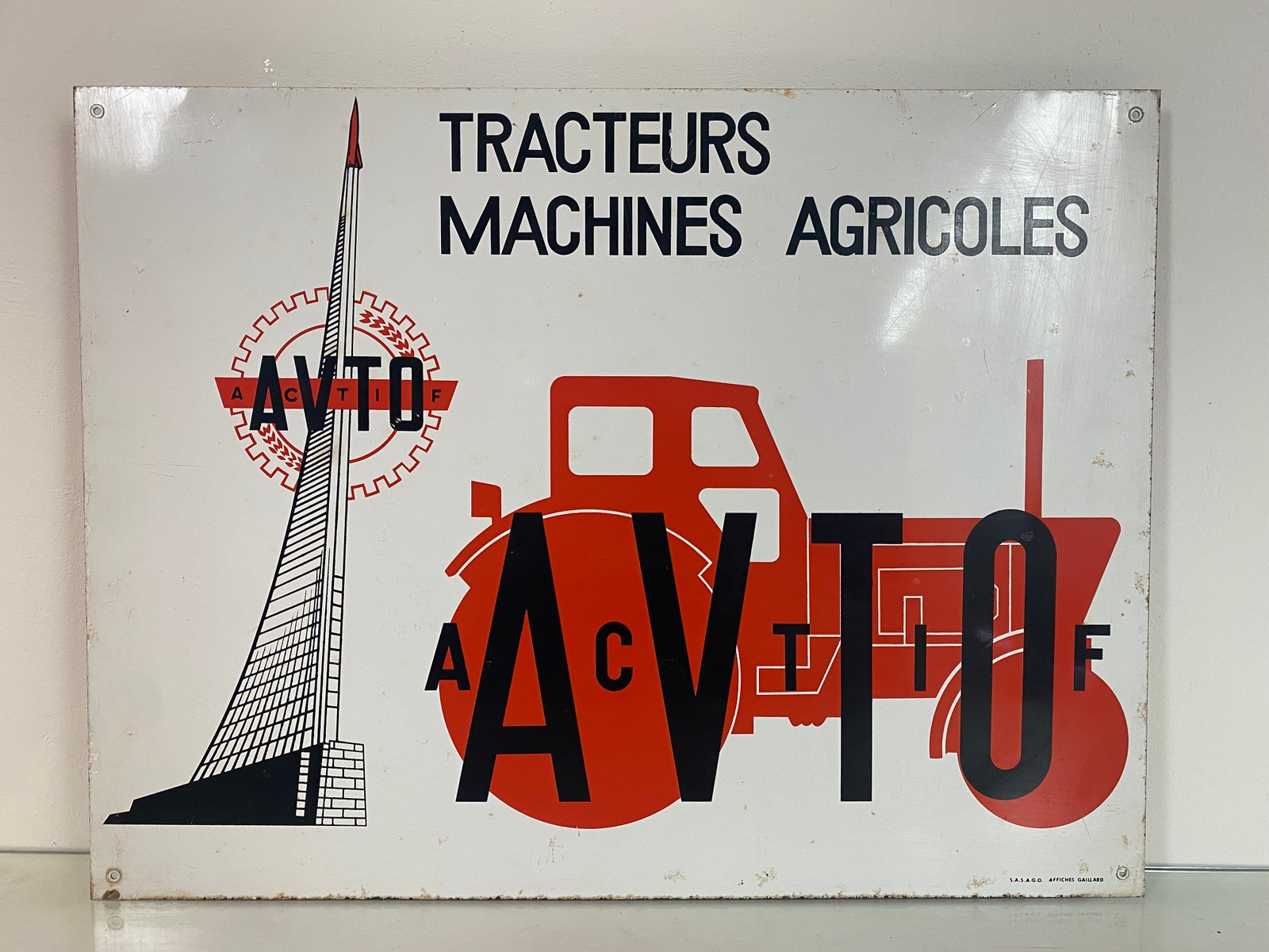 Vintage French Advertising Sign from Avto Actif for sale at Pamono