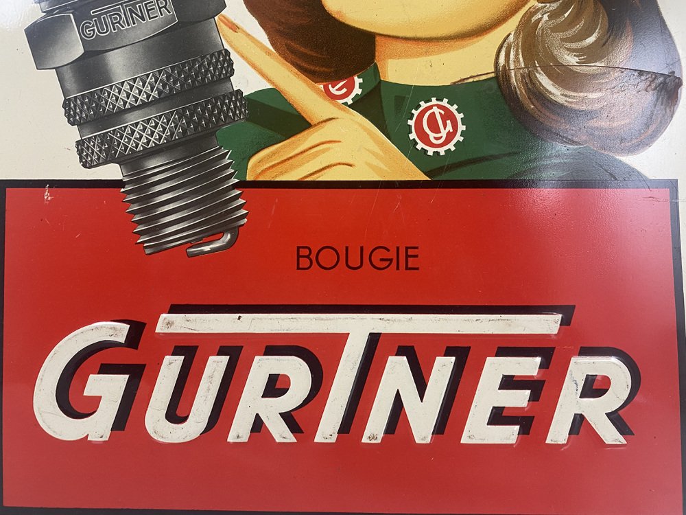 Tin Advertising Pin-Up Gurtner Bougies Sign, France, 1950s for sale at ...