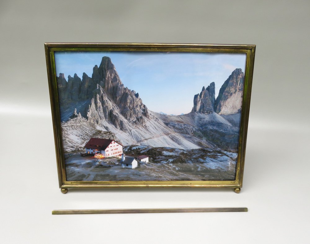 Large Bauhaus Minimalist Brass Picture Frame for sale at Pamono