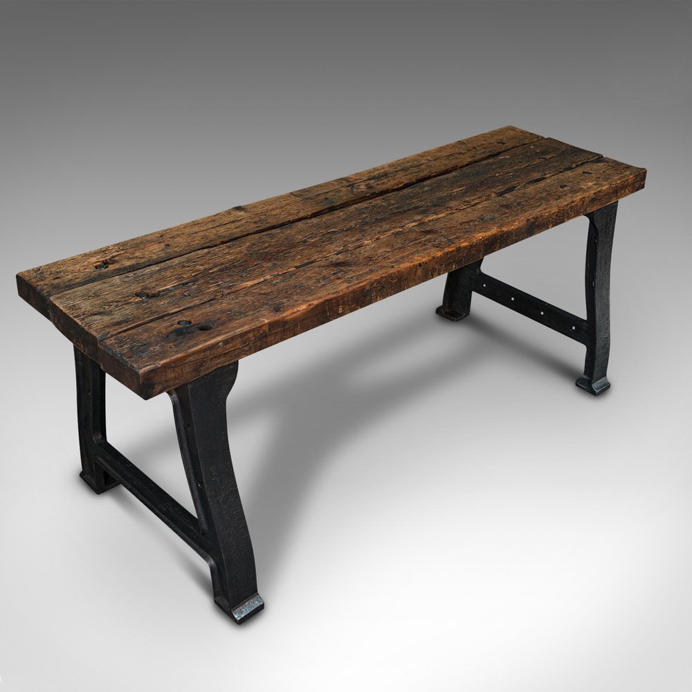 Antique Victorian English Foundry Table in Pine & Iron for sale at Pamono