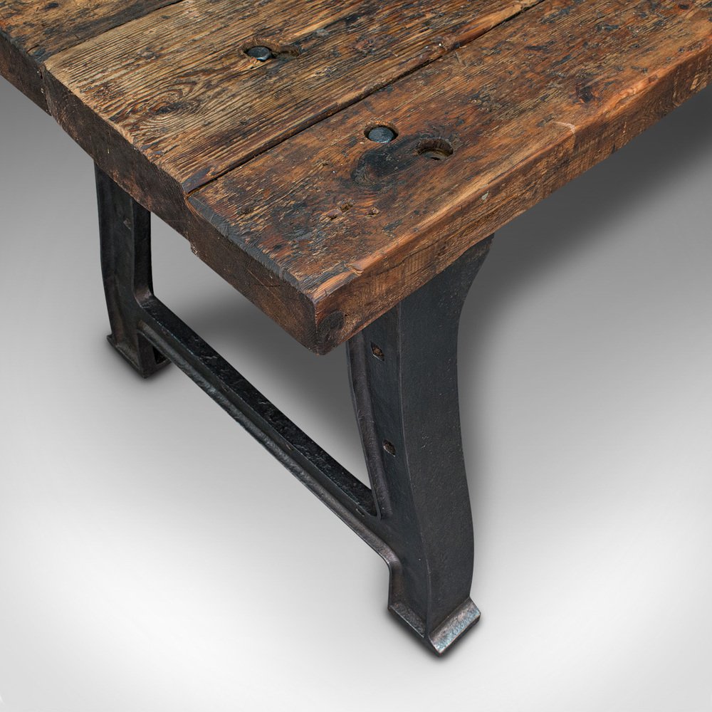 Antique Victorian English Foundry Table in Pine & Iron for sale at Pamono