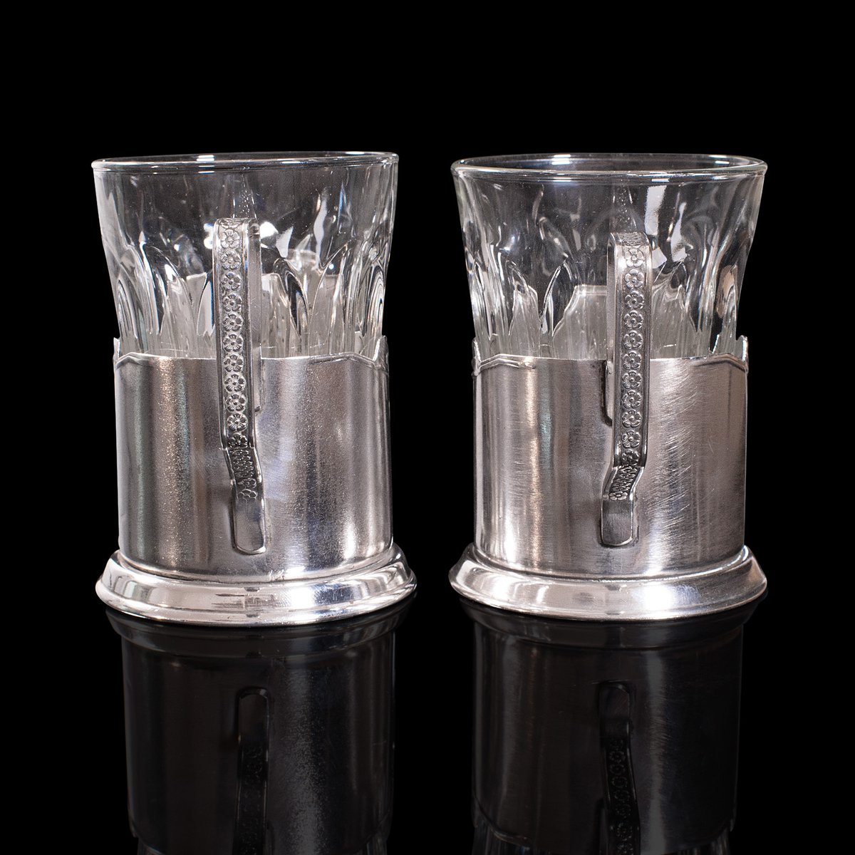 Vintage Russian Silver Sputnik Podstakannik Cups, 1950s, Set of 2 for ...