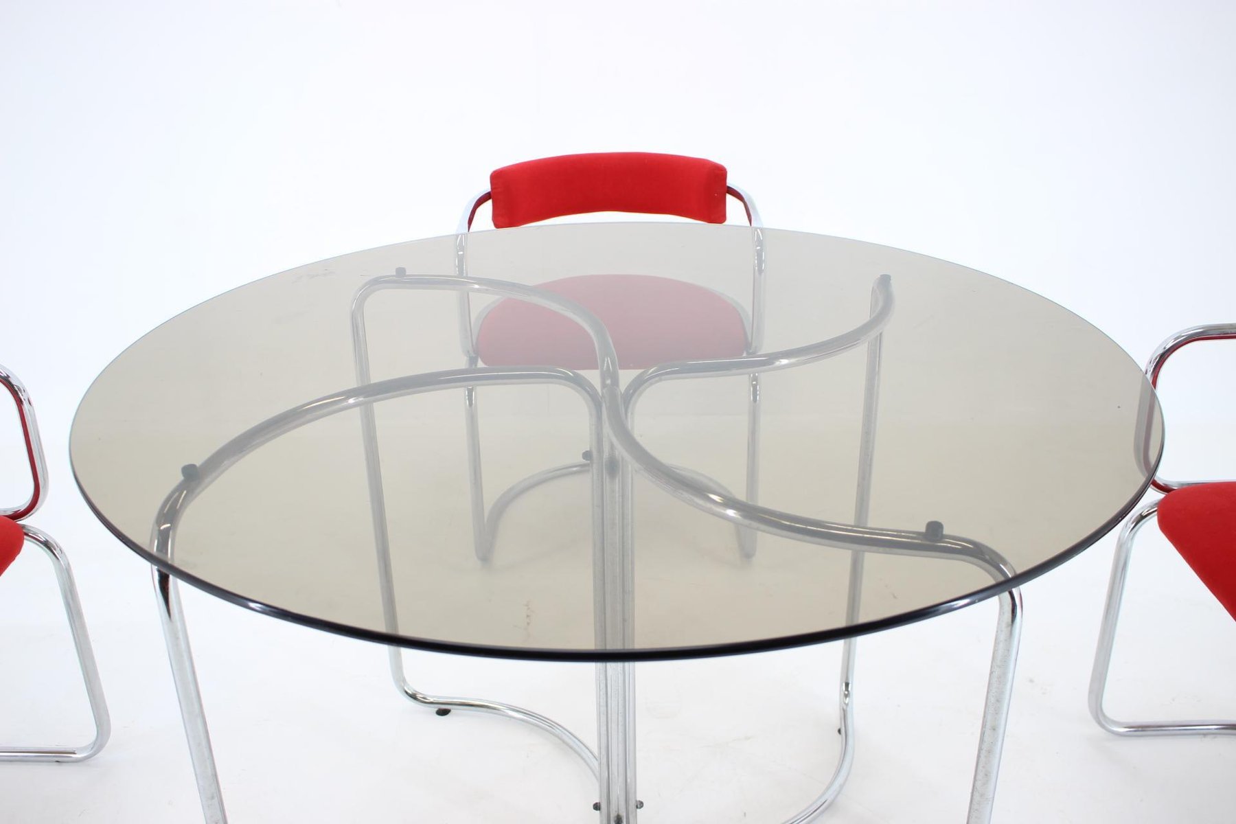 Chrome Dining Chairs and Table in the Style of Gastone Rinaldi, 1980s ...
