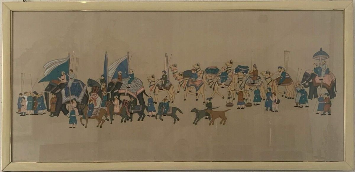 Asian Campaign Scene, 20th Century, Painting on Paper for sale at Pamono