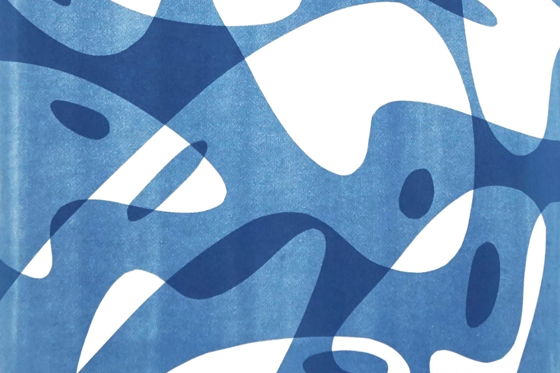 Avant Garde Palette Shapes in Blue Tones, Handmade Monotype on Paper ...