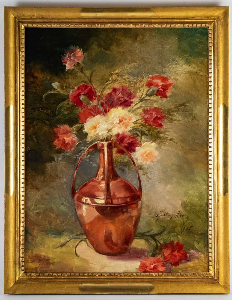 Triptych Oils on Canvas, Still Natures, Gaston Noury, 1935, Set of 3 for sale at Pamono