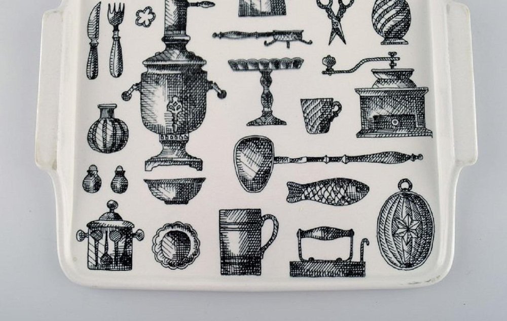 Arabian Porcelain Tray Decorated with Kitchen Utensils for sale at Pamono