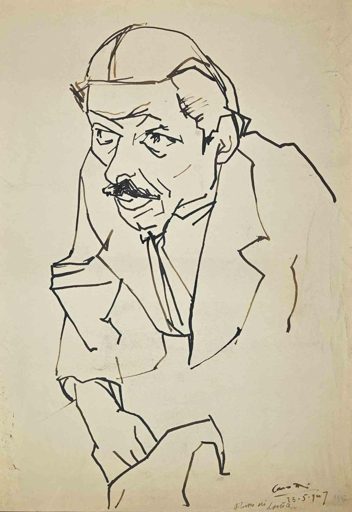 Umberto Maria Casotti, Portrait, Original Federzeichnung, 1947 bei ...