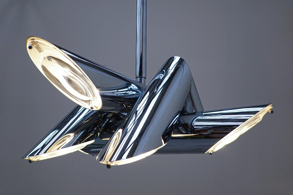 Mid-Century Italian Modern Metal Suspension in the Style of Gaetano ...