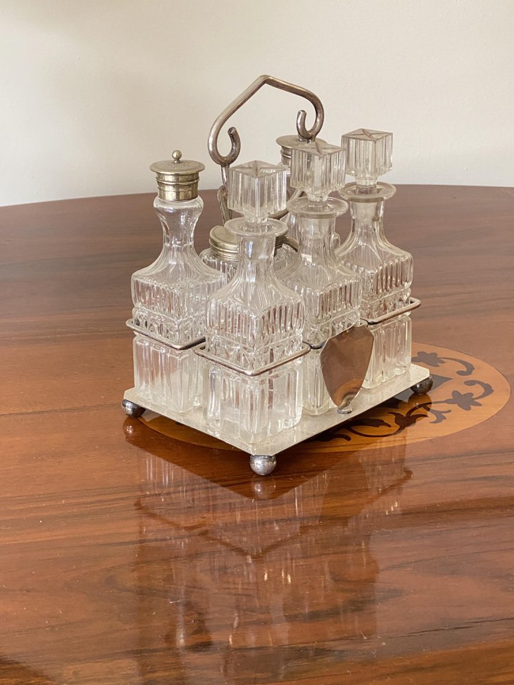 Crystal & Silver Condiment Set with Shield & Coat of Arms, Set of 7 for ...