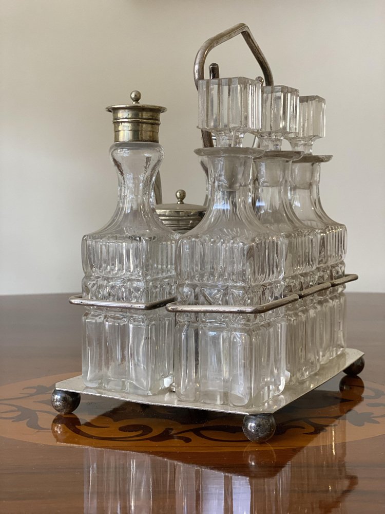 Crystal & Silver Condiment Set with Shield & Coat of Arms, Set of 7 for ...