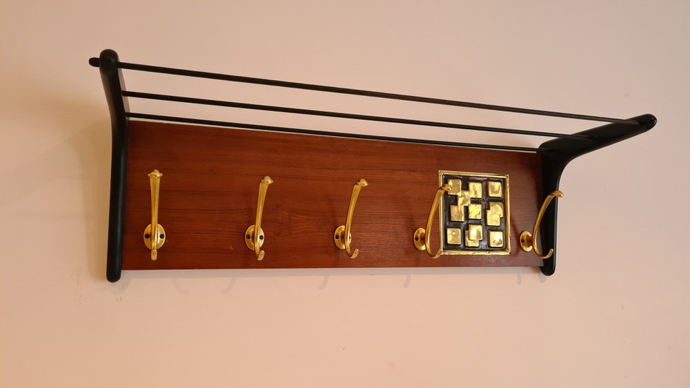 Coat Rack with Brass Details by Alfred Hendrickx for sale at Pamono