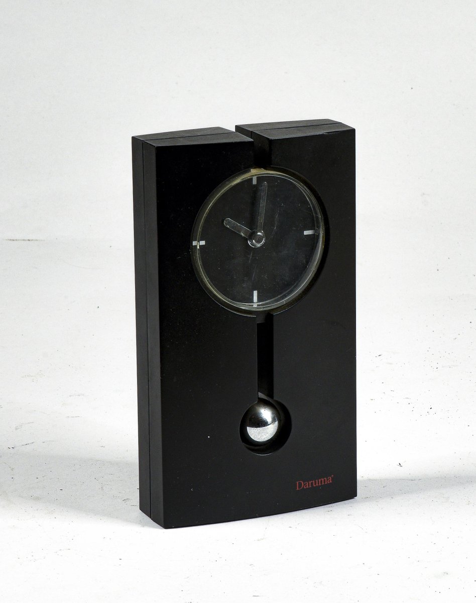 Black Plastic and Chrome Battery-Operated Pendulum Clock from Daruma ...
