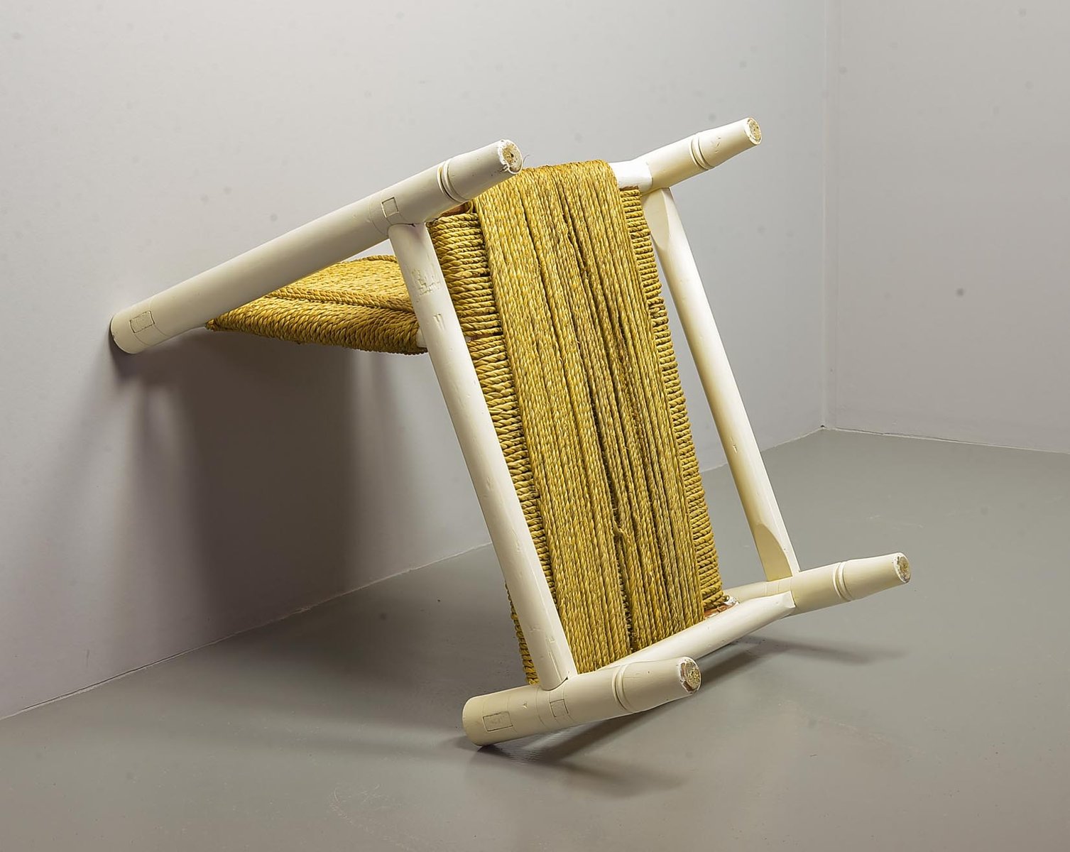 White Oak Low Seat Lounge Chair in Sisal Rope with Footstool in the ...