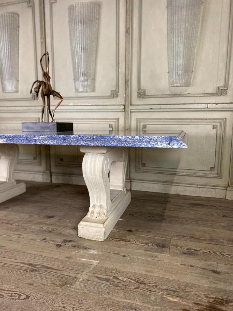 Table in Blue Azul Granite and Limestone, 1980s for sale at Pamono