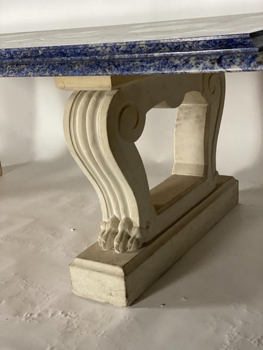 Table in Blue Azul Granite and Limestone, 1980s for sale at Pamono