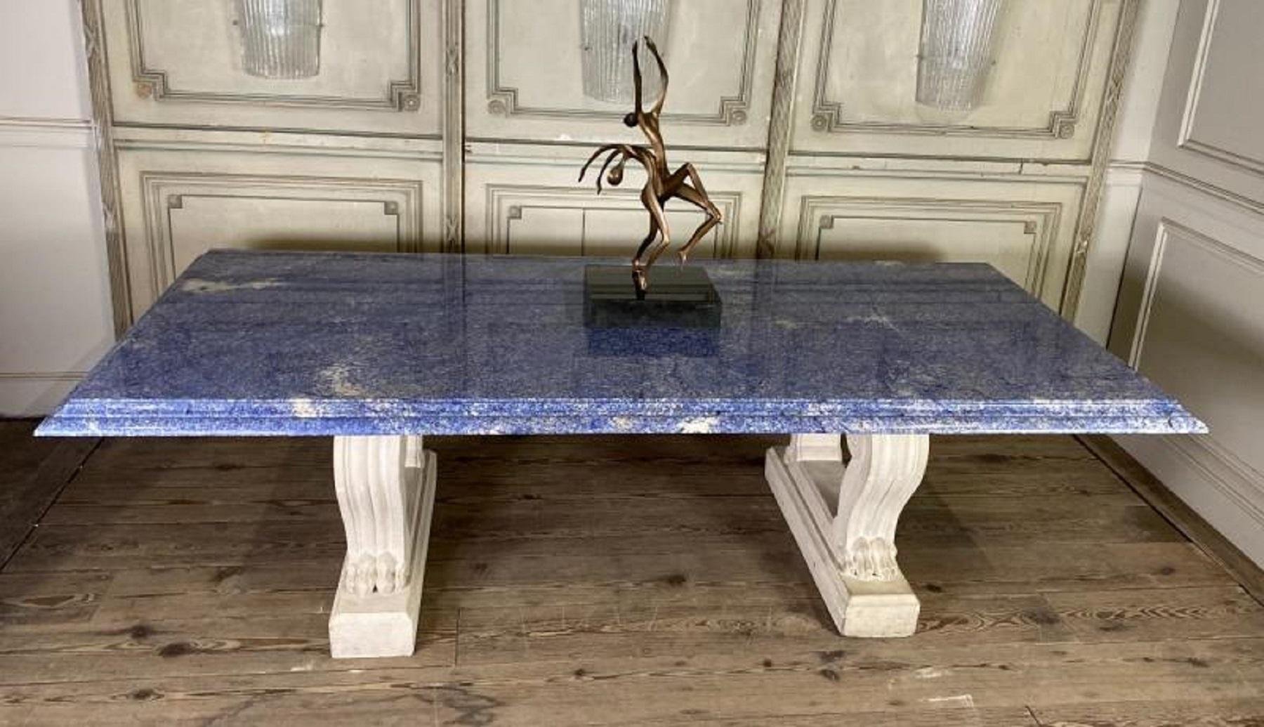 Table in Blue Azul Granite and Limestone, 1980s for sale at Pamono