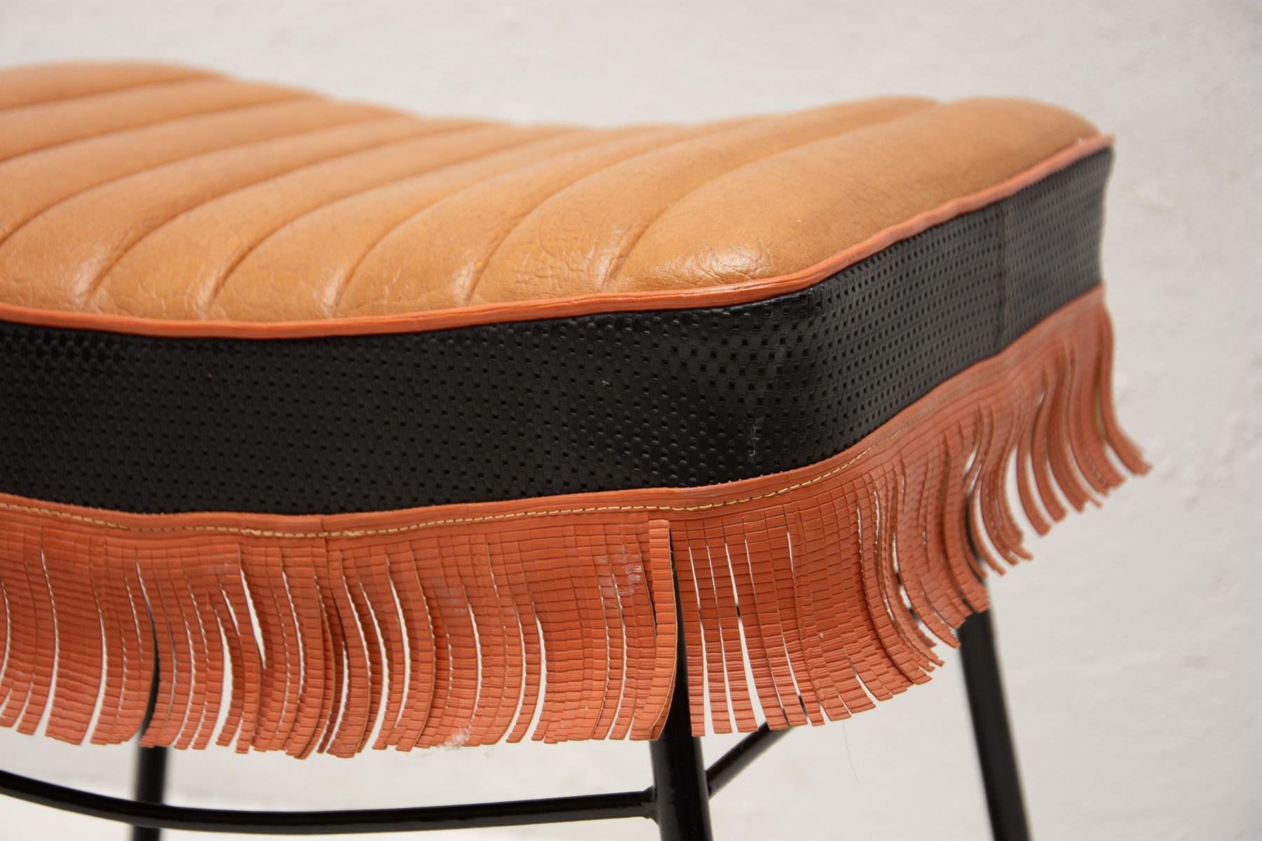 Mid-Century Leather Stool, 1960s for sale at Pamono