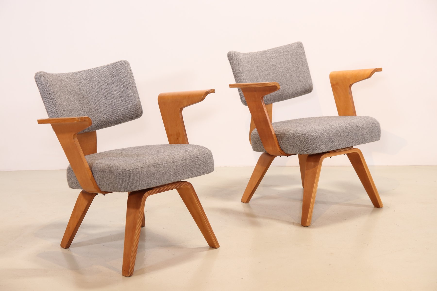 Dutch Armchairs in Birch by Cor Alons for Den Boer, 1950s, Set of 2 for ...