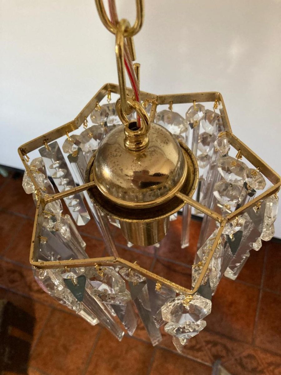 Italian Glass Star Chandelier, 1970s for sale at Pamono