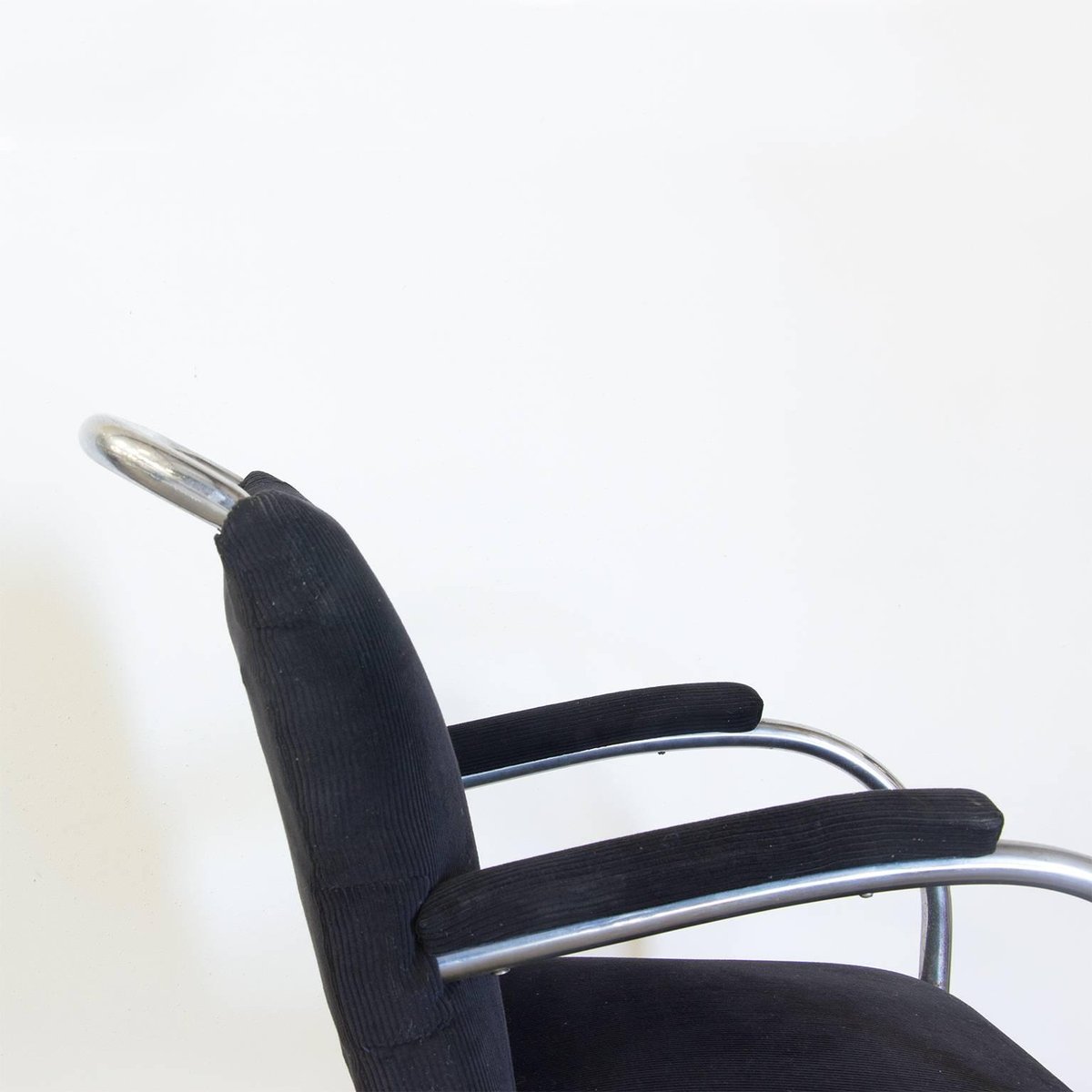 Vintage Tubular Side Chair with Black Manchester Fabric, 1930s for sale ...