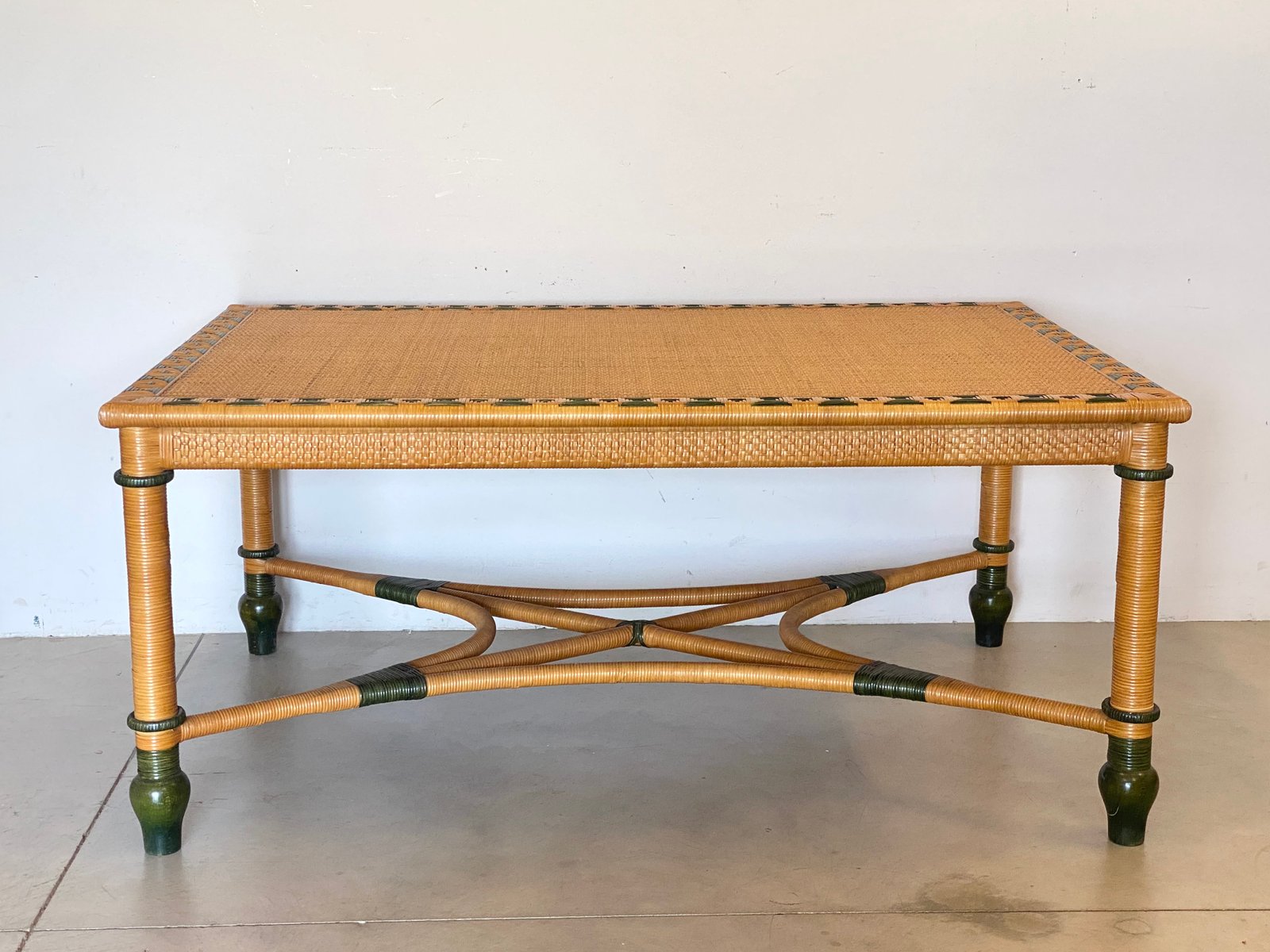 Wicker Dining Table, 1980s for sale at Pamono