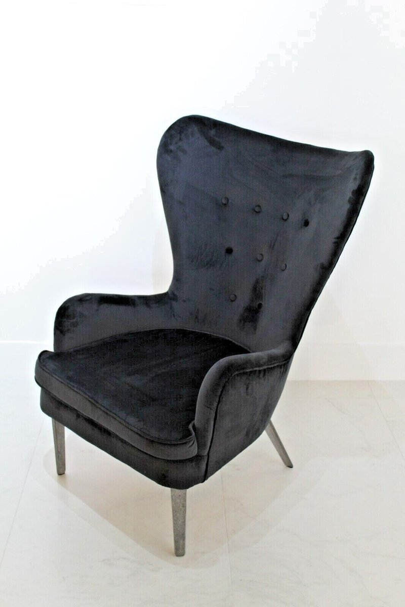 Vintage DA Armchair in Black Velvet by Ernest Race for Race Furniture ...