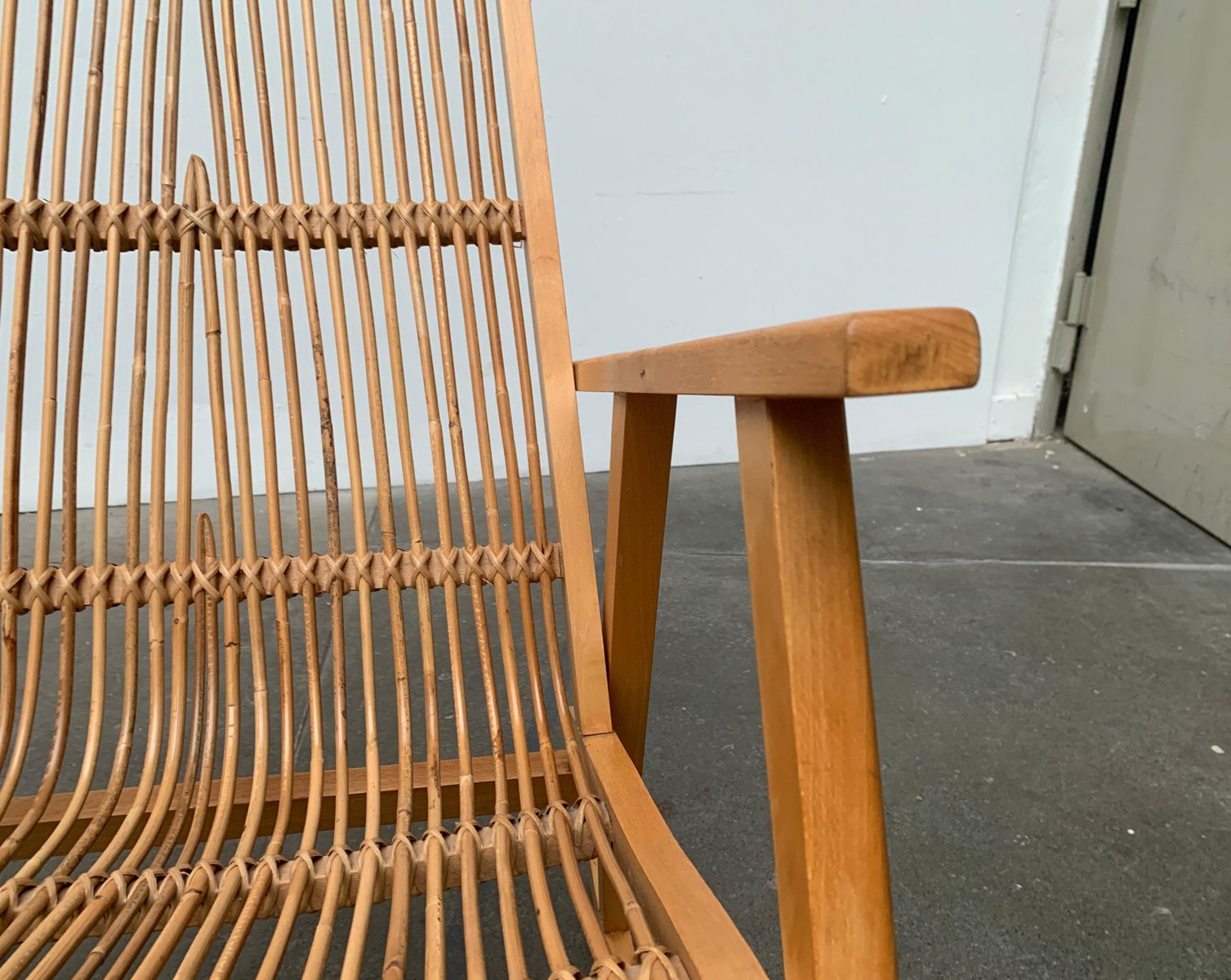 Mid-Century German Rattan Rocking Chair from Deutschen Werkstätten ...