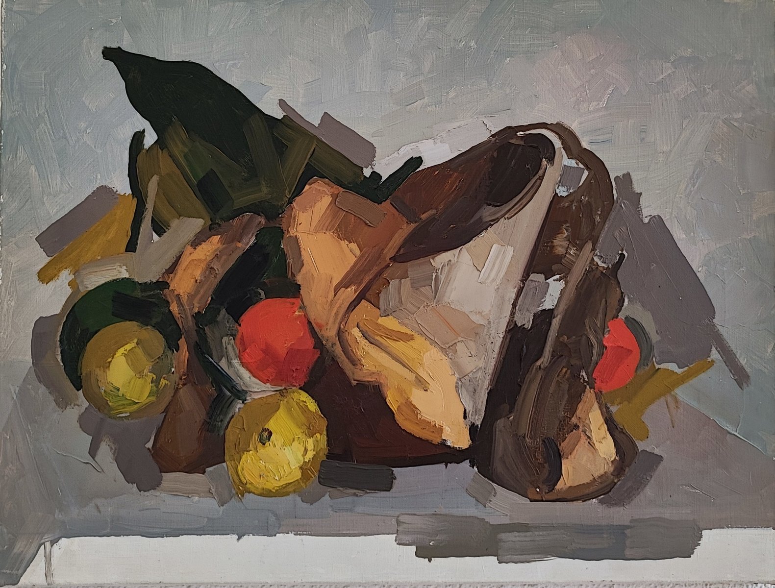 René Guinand, Pot Cassé et Fruits, 1978, Oil on Canvas for sale at Pamono