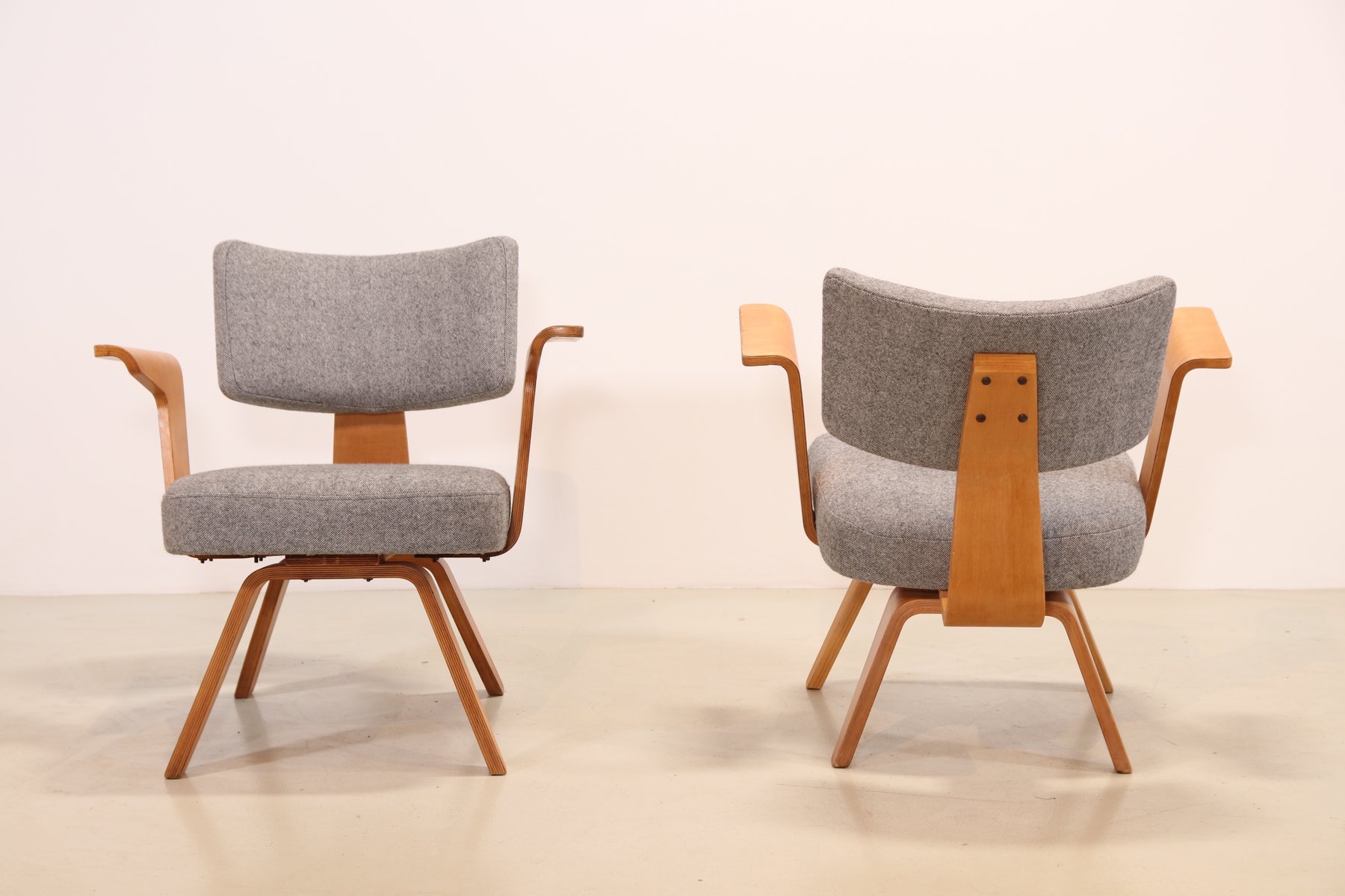 Set of Dutch Armchairs in Birch by Cor Alons for Den Boer, 1950s for ...