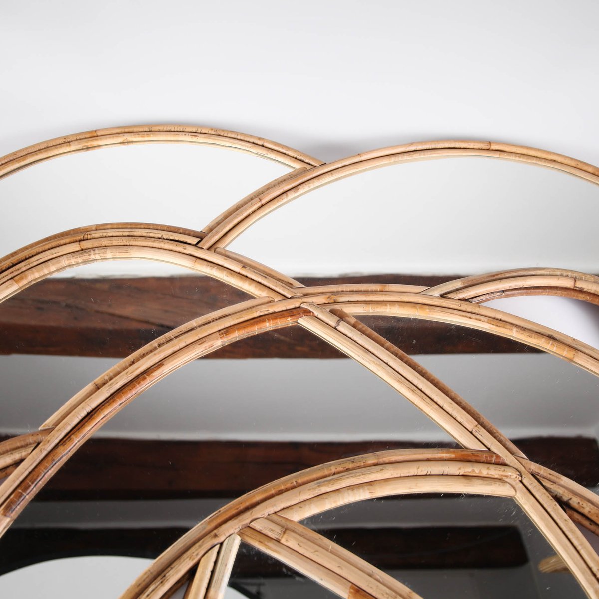 Large Rattan Palm Mirror, 1990s for sale at Pamono