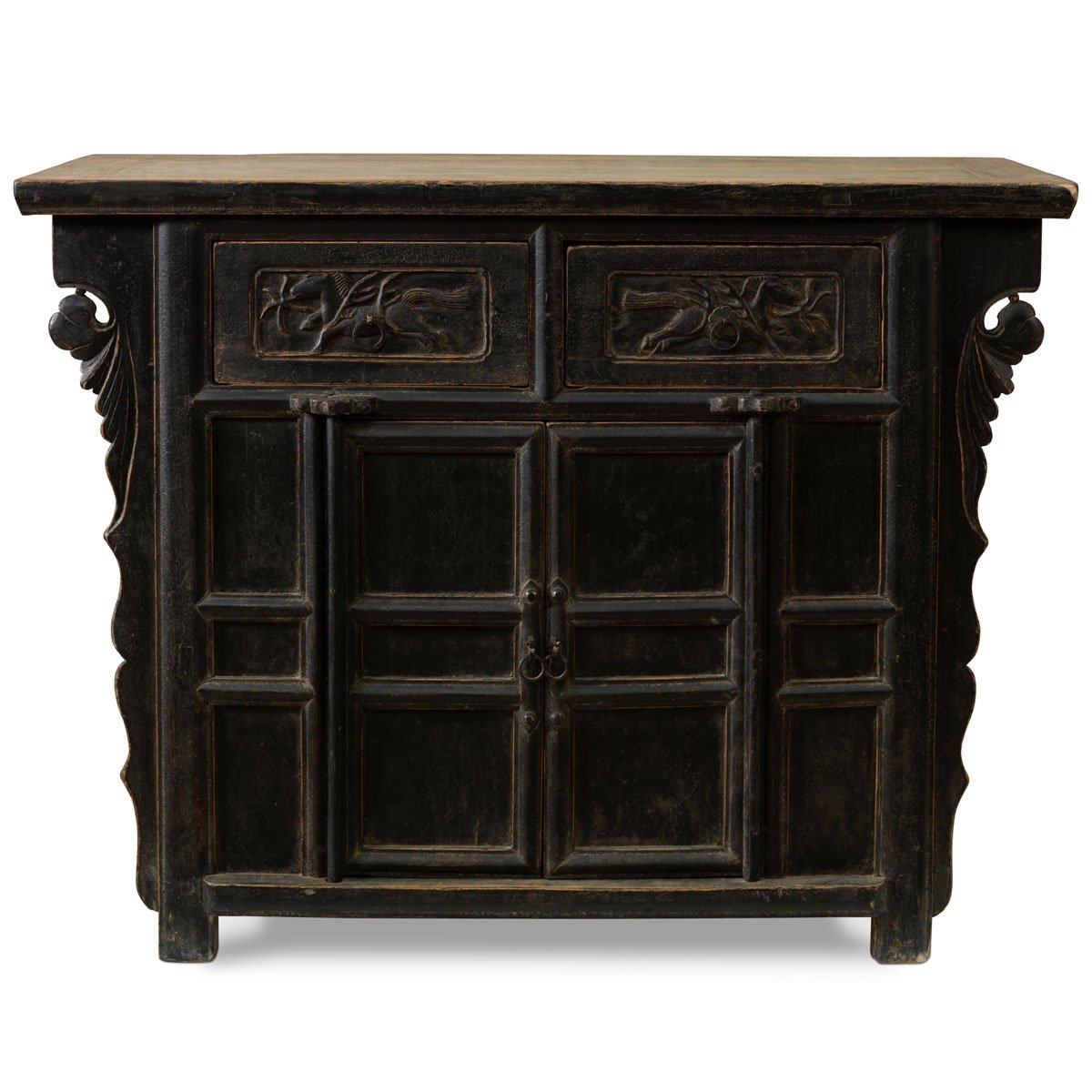 Antique Dark Elm Panelled Cabinet for sale at Pamono